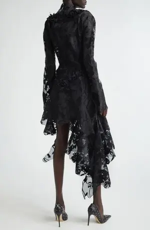Alexander McQueen Long Sleeve Devoré Dress