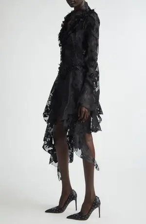Alexander McQueen Long Sleeve Devoré Dress