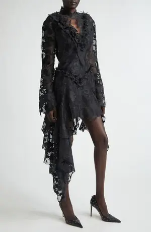 Alexander McQueen Long Sleeve Devoré Dress