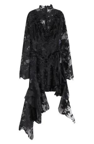 Alexander McQueen Long Sleeve Devoré Dress