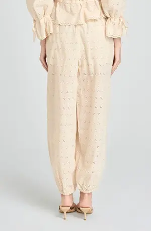 WAYF Jasmine Eyelet Embroidered Cotton Balloon Pants