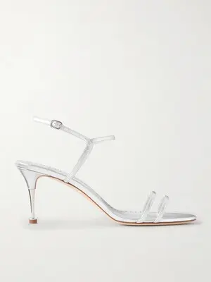Manolo Blahnik Silver Tone Sandals For Women