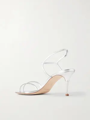 Manolo Blahnik Ciagalo 70 Metallic Leather Sandals - Silver