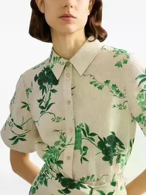 Erdem Short-sleeve Floral-print Shirt - Neutrals