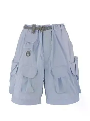 AND WANDER Belted Multi-pocket Shorts - Blue