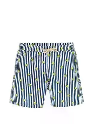MC2 SAINT BARTH Striped Octopus-print Swim Shorts - Blue