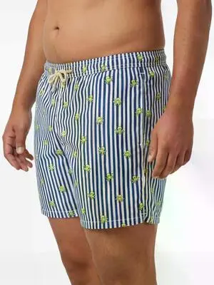 MC2 SAINT BARTH Striped Octopus-print Swim Shorts - Blue