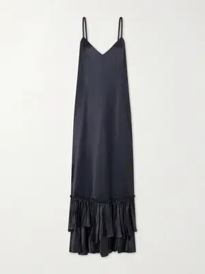 JIL SANDER Silk-blend Satin Maxi Dress - Black