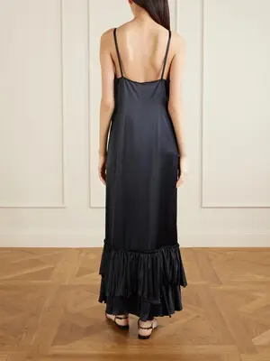 JIL SANDER Silk-blend Satin Maxi Dress - Black