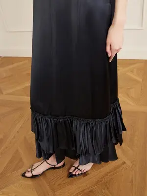 JIL SANDER Silk-blend Satin Maxi Dress - Black