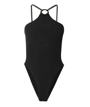 Hunza G Jasmine Cutout Crinkle Halterneck Swimsuit - Black