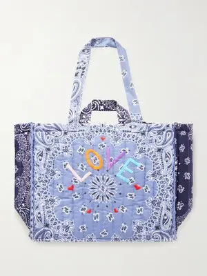 CALL IT BY YOUR NAME Cabas Maxi Embroidered Tote Bag - Blue