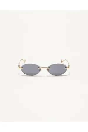 VALENTINO Geometric Metal Oval Sunglasses