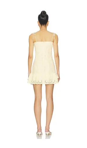 Astr The Label Eyelet Linen Mini Dress - Lemon