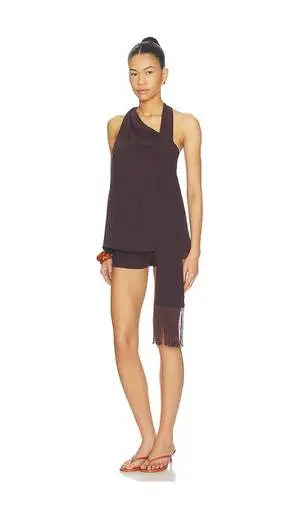 Amanda Uprichard X Sonya Fringe Top - Cocoa