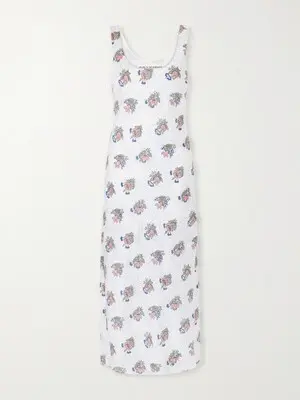 Alix Of Bohemia Adele Mist Quatre Floral Silk Midi Dress - Neutrals