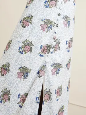 Alix Of Bohemia Adele Mist Quatre Floral Silk Midi Dress - Neutrals