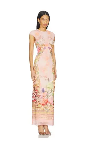 AFRM Floral Print Mesh Maxi Dress - Shell Scene