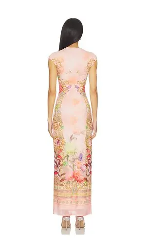 AFRM Floral Print Mesh Maxi Dress - Shell Scene