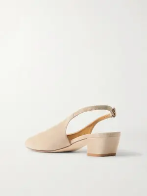 AeydĒ Celeste Suede Slingback Pumps - Neutrals