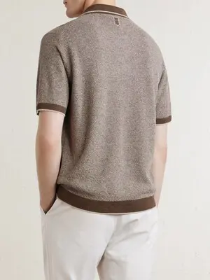 Canali Linen, Silk, Cotton And Modal-blend Terry Polo Shirt - Brown