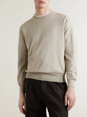 Canali Cotton Crew Neck Sweater - Neutrals