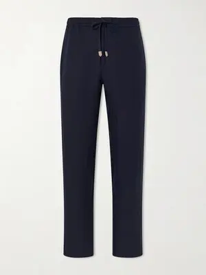 Canali Straight-leg Linen Trousers - Blue