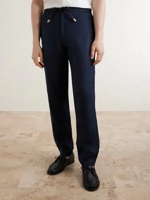 Canali Straight-leg Linen Trousers - Blue