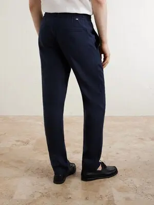 Canali Straight-leg Linen Trousers - Blue