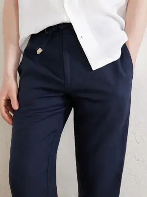 Canali Straight-leg Linen Trousers - Blue