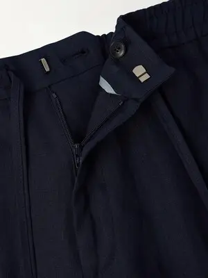 Canali Straight-leg Linen Trousers - Blue