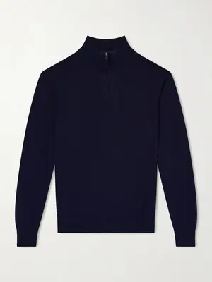 Canali Cotton Half-zip Sweater - Blue