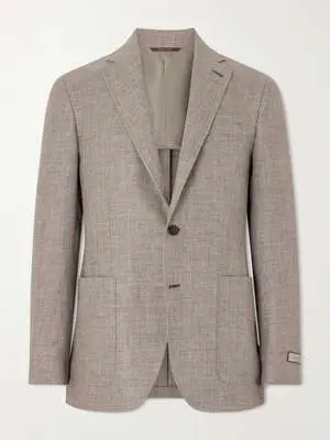 Canali Kei Linen And Wool-blend Blazer