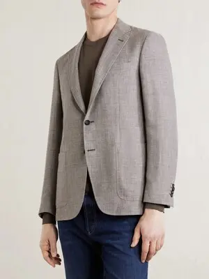 Canali Kei Linen And Wool-blend Blazer