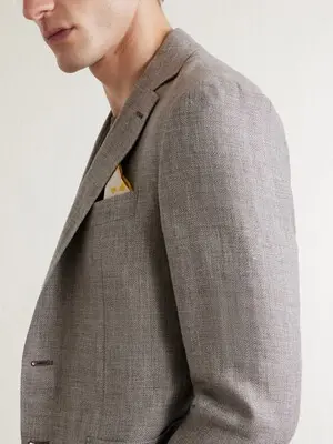 Canali Kei Linen And Wool-blend Blazer