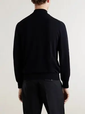 Canali Cotton Half-zip Sweater - Black