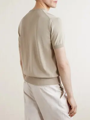 Canali Knitted Cotton T-shirt - Neutrals
