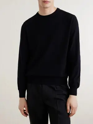 Canali Cotton Crewneck Sweater - Black