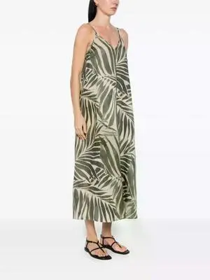 PENNYBLACK Leaf-print V-neck Midi Dress