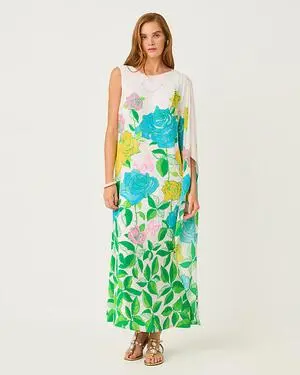 Lilly Pulitzer® Jaida Silk Maxi Caftan - Multi Rose Bud Engineered Woven Maxi Dress