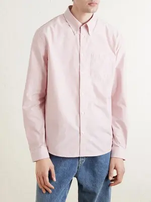 A.p.c. Button-down Collar Striped Cotton Shirt - Red