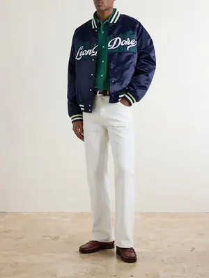 Aimé Leon Dore Logo-embroidered Satin Varsity Jacket