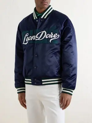 Aimé Leon Dore Logo-embroidered Satin Varsity Jacket