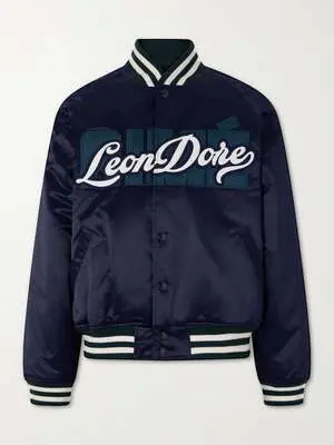 Aimé Leon Dore Logo-embroidered Satin Varsity Jacket