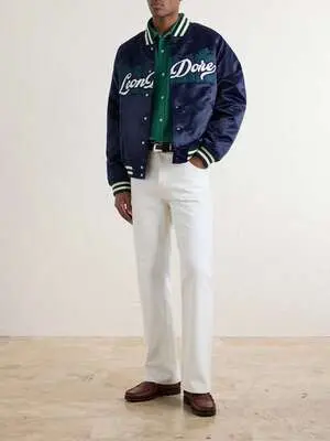 Aimé Leon Dore Logo-embroidered Satin Varsity Jacket