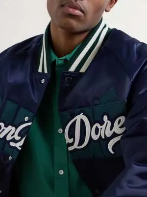 Aimé Leon Dore Logo-embroidered Satin Varsity Jacket