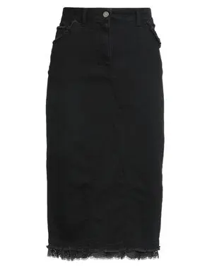 Alberta Ferretti Flared Denim Skirt With Lace Trims