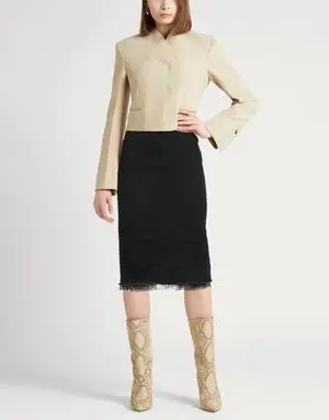 Alberta Ferretti Flared Denim Skirt With Lace Trims