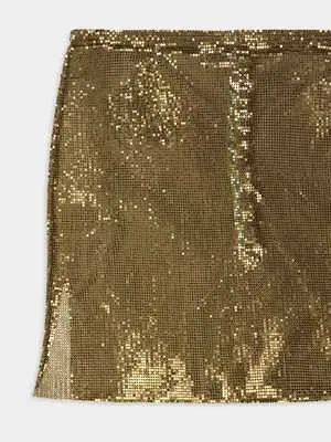 Rabanne Mesh Mini Skirt - Gold