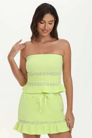 Juicy Couture Towel Terry Lace Trim Tube Top - Pear
